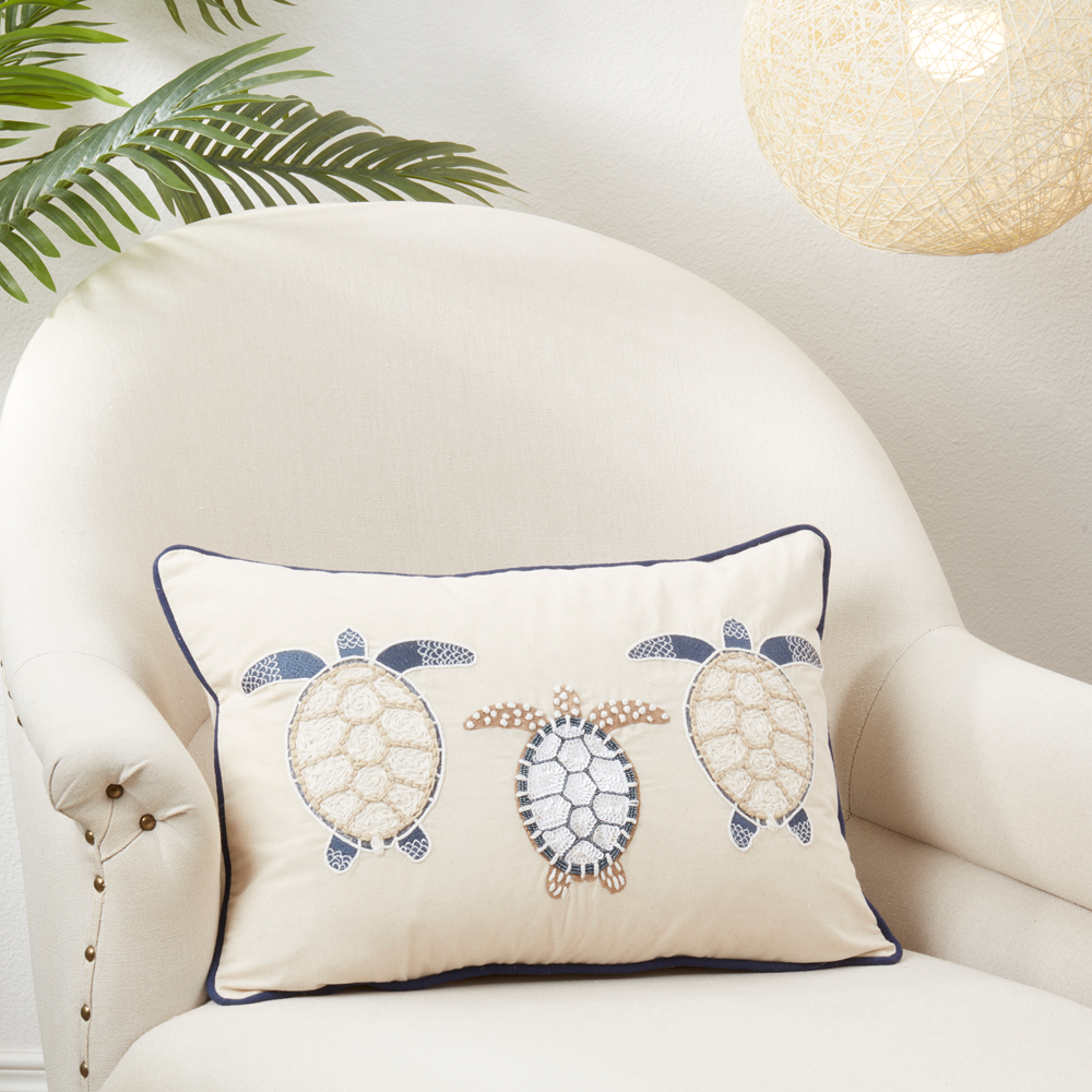 Embroidered Turtles Pillow - Cover – Select Home Decor & More